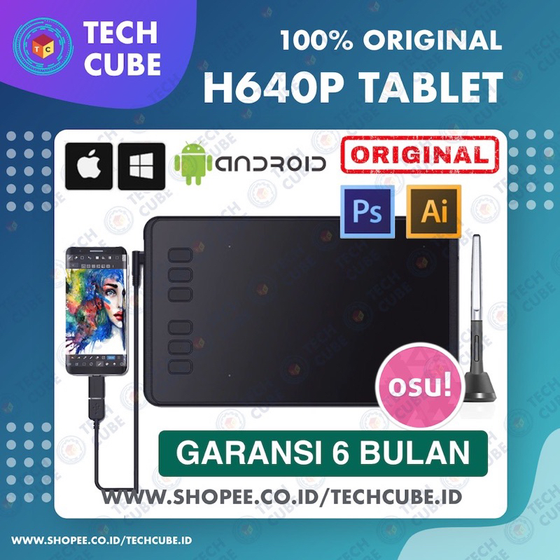 Jual Huion H640P Drawing Digital Graphic Pen Tablet OSU Game Design ...