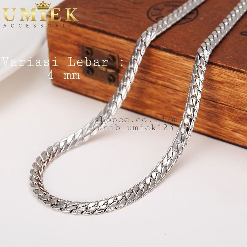 Jual Kalung Pria Wanita Titanium Rantai asli sisik naga silver putih ...