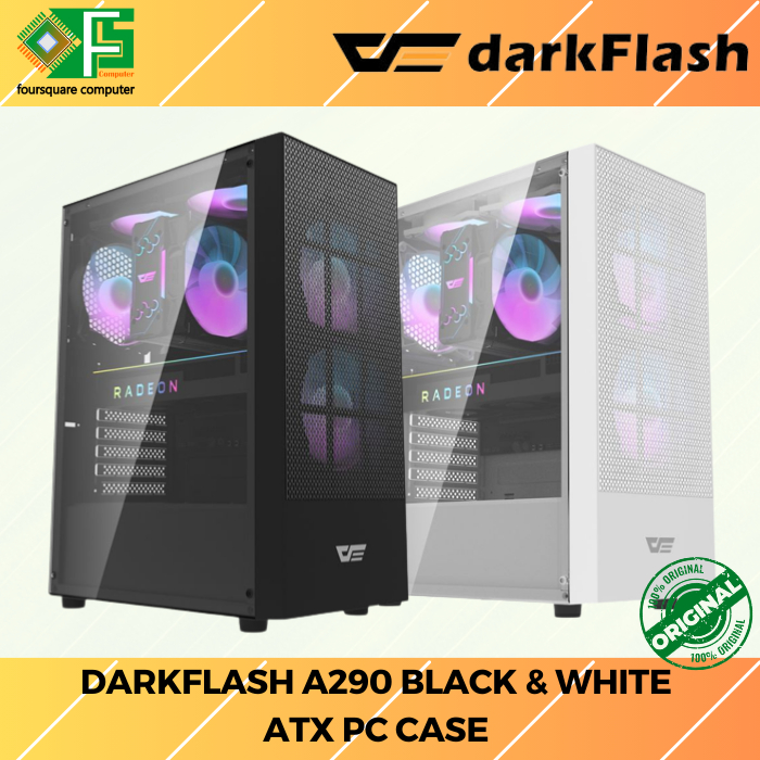Jual Casing PC ATX Darkflash A290 Black & White + 3x Fan ARGB | CPU Case ATX | Shopee Indonesia