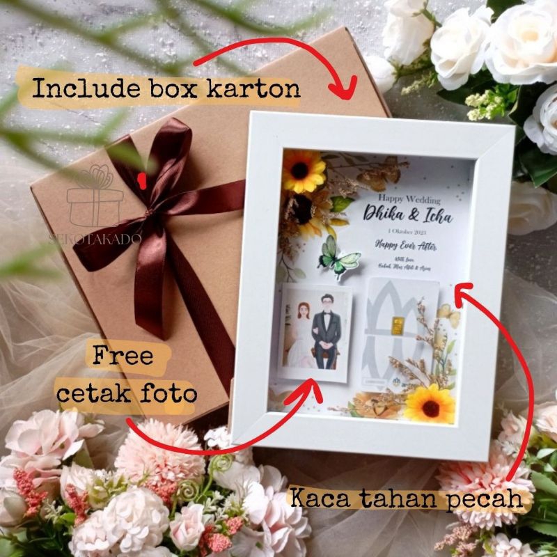 Jual [BISA PASANG EMAS SENDIRI] FRAME UCAPAN CUSTOM KADO HAMPERS HARI ...