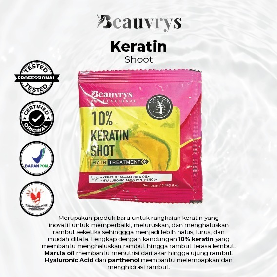 Jual Beauvrys Professional 10% keratin shot (sachet) | Shopee Indonesia