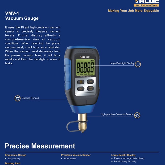 Jual Digital Vacuum Gauge VALUE / Vacuum Pump Digital Value VMV-1 ...