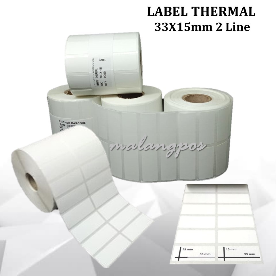 Jual Label Thermal 33x15 Mm 2 Line Sticker Label Barcode Thermal Stiker Minuman Roti Label Harga ...
