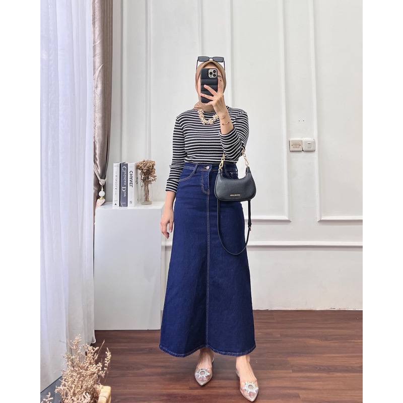 Jual JEANSA - Highwaist Rok Jeans Rok Denim Rok Jeans Skirt Theana ...