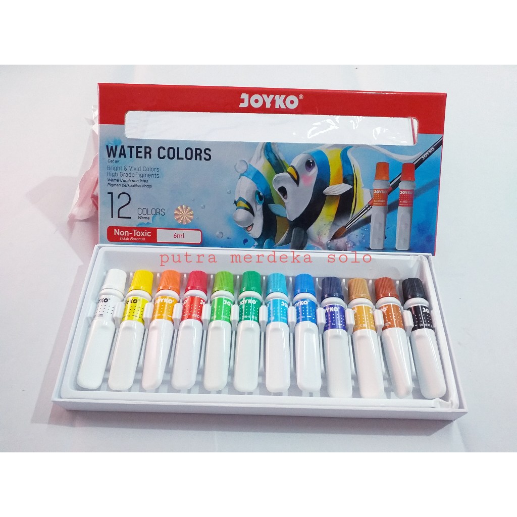 Jual Water Color Joyko 12 Warna 6 ML Set Paint Cat Air Joyko 6 cc WC ...