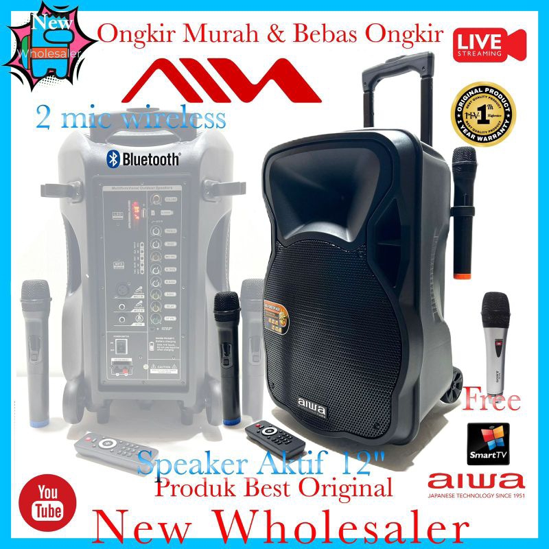 Jual Speaker Aktif Wireless 12 inch aiwa Portable Sound karaoke Mega ...