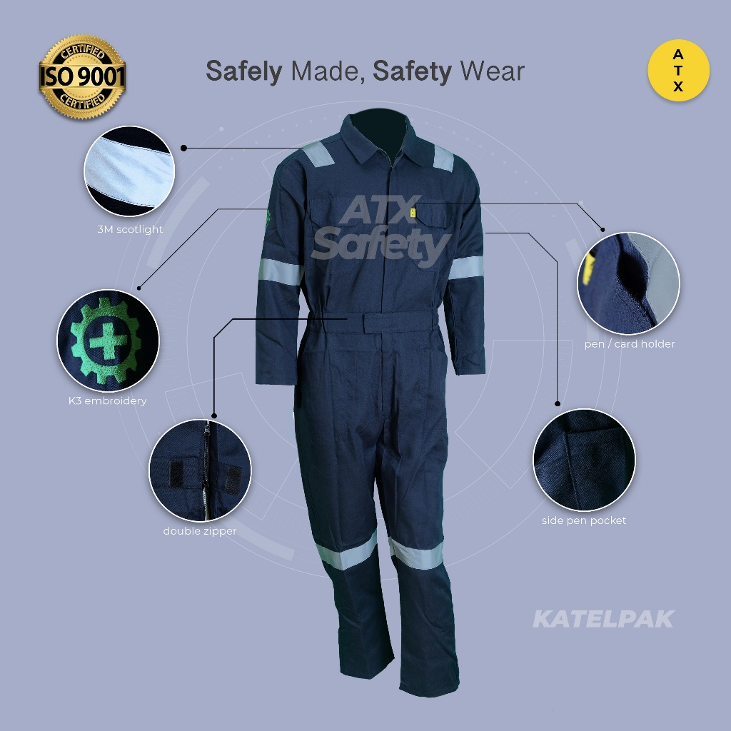 Jual Wearpack Baju Safety Katelpak Coverall Terusan Jumpsuit ATX Navy ...