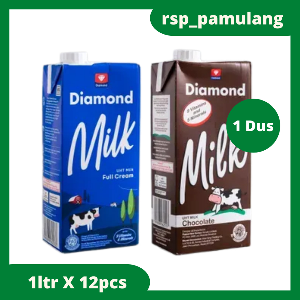 Jual Diamond Milk UHT 1000ml/1ltr X 12pcs (1 Dus) (RASA FULL CREAM/COKLAT) | Shopee Indonesia