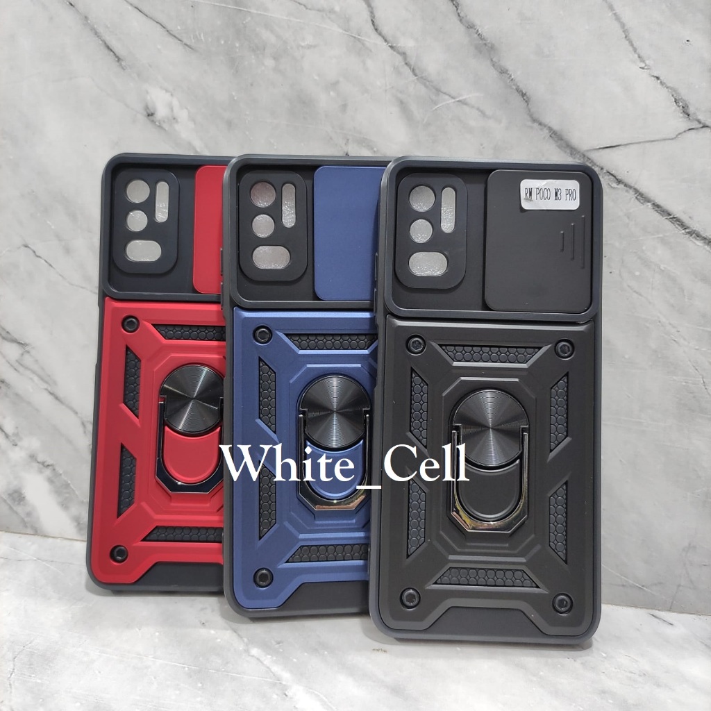 Jual Case Armor Transformer Slide + Ring Xiaomi Poco M6 4G C65 M3 Pro Poco M4 Pro Poco X3 GT X3 ...