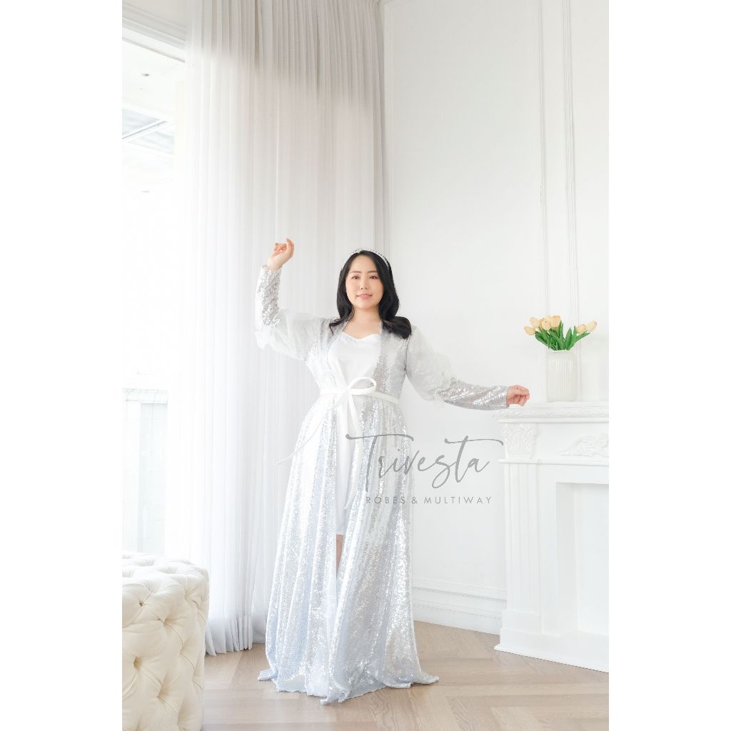 Jual Trivesta Robes - [Big Size] Fleur Sequins Silver Robe - Enchanted ...