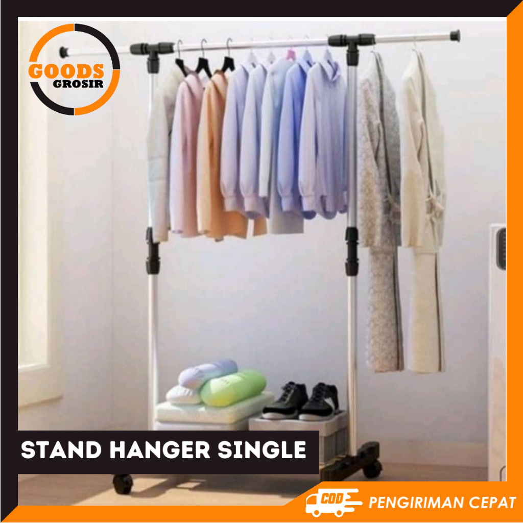 Jual STAND HANGER SINGLE SERBAGUNA DENGAN 4 RODA | Shopee Indonesia
