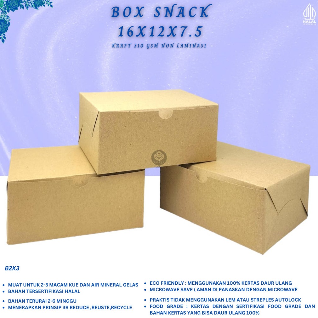 Jual Snack Box Box Snack 16x12 Bahan 310 Gsm (B2K3) | Shopee Indonesia