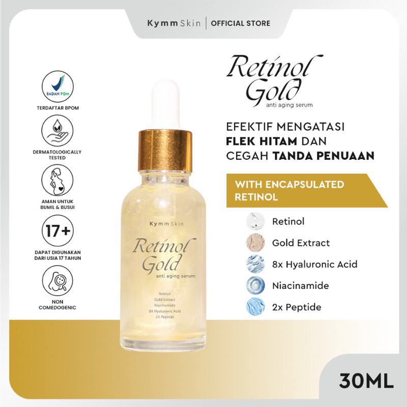 Jual KYMM SKIN Gold Retinol Anti Aging Serum - 10X Mencegah Tanda ...