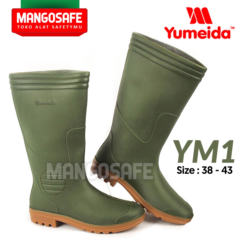 Jual YUMEIDA YM-1 Sepatu Boot Hujan Karet Hijau Lumut / PVC Rubber ...