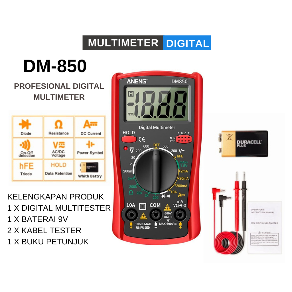 Jual Avometer Multitester Digital Voltage Tester ANENG DM850 | Shopee ...