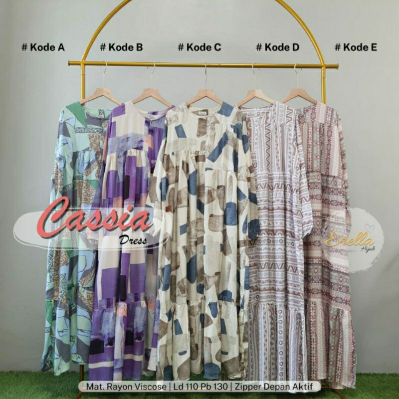 Jual cassia dress by erella || rayon viscose ld.110 busui friendly ...
