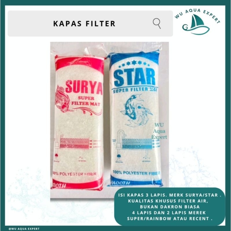Jual Kapas Filter Aquarium SURYA Kapas STAR Media Kapas Filtrasi Kolam ...