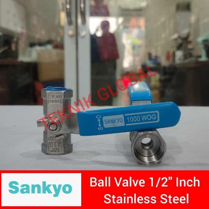 Jual Ball Ball Valve 1/2" Inch Sankyo Stainless valve ball ss 316 kran stainless model drat Stop ...