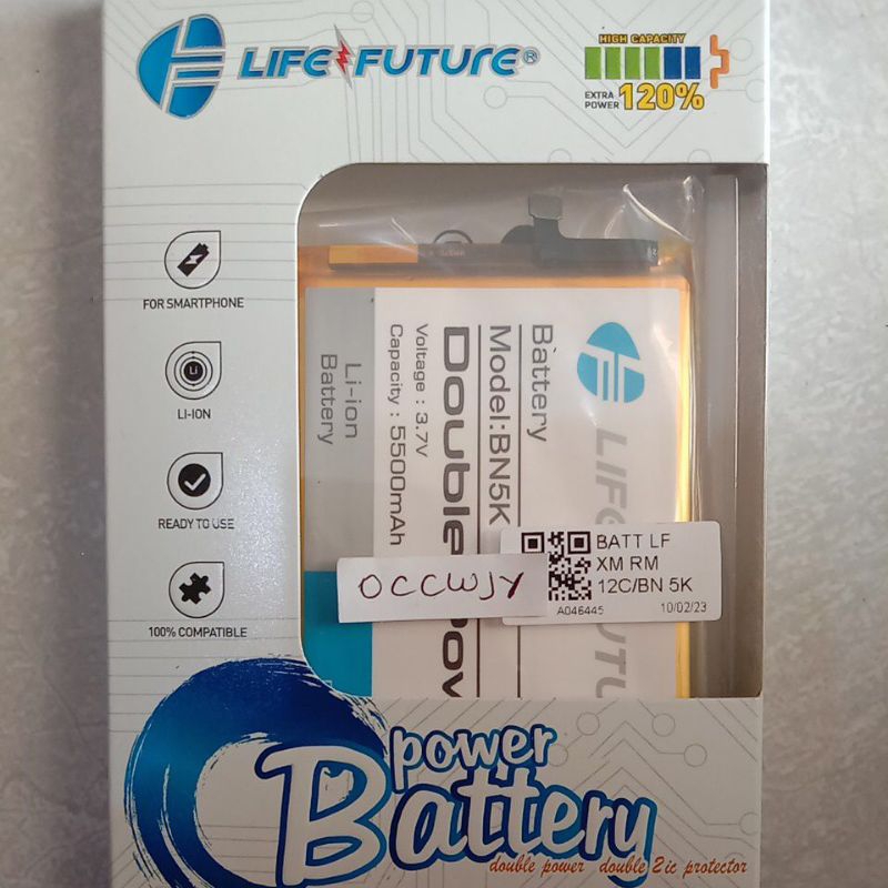 Jual baterai life future xiaomi BN5K redmi 12C double power | Shopee ...
