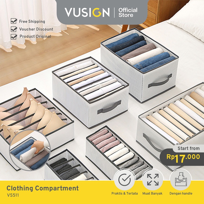 Jual Vusign Kotak Tempat Pakaian Kemeja / Clothes Organizer Putih VS51X ...