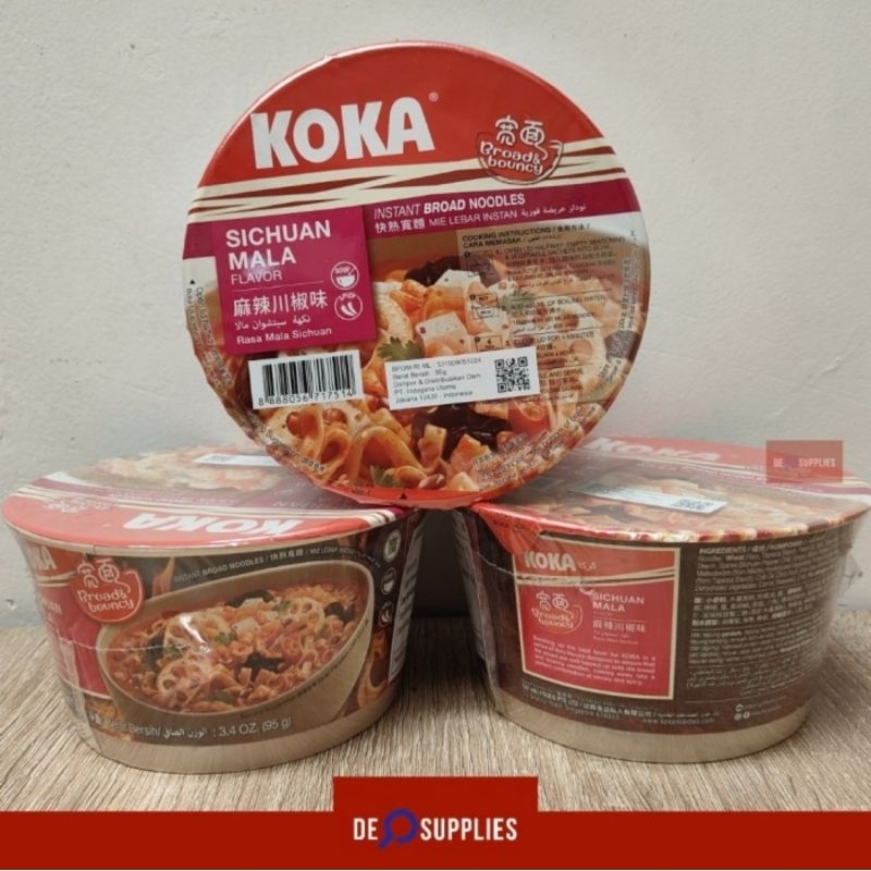 Jual KOKA Sichuan Mala Instant Noodle 95gr - Mie Lebar Instan Hot Spicy ...