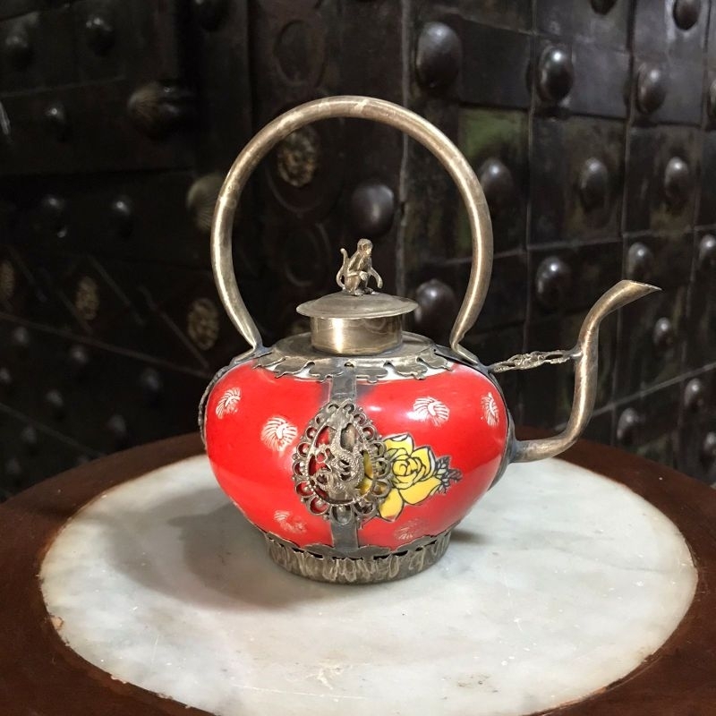 Jual Teko Keramik China Ornamen Kuningan Ukir Naga Shio Monyet Antik ...