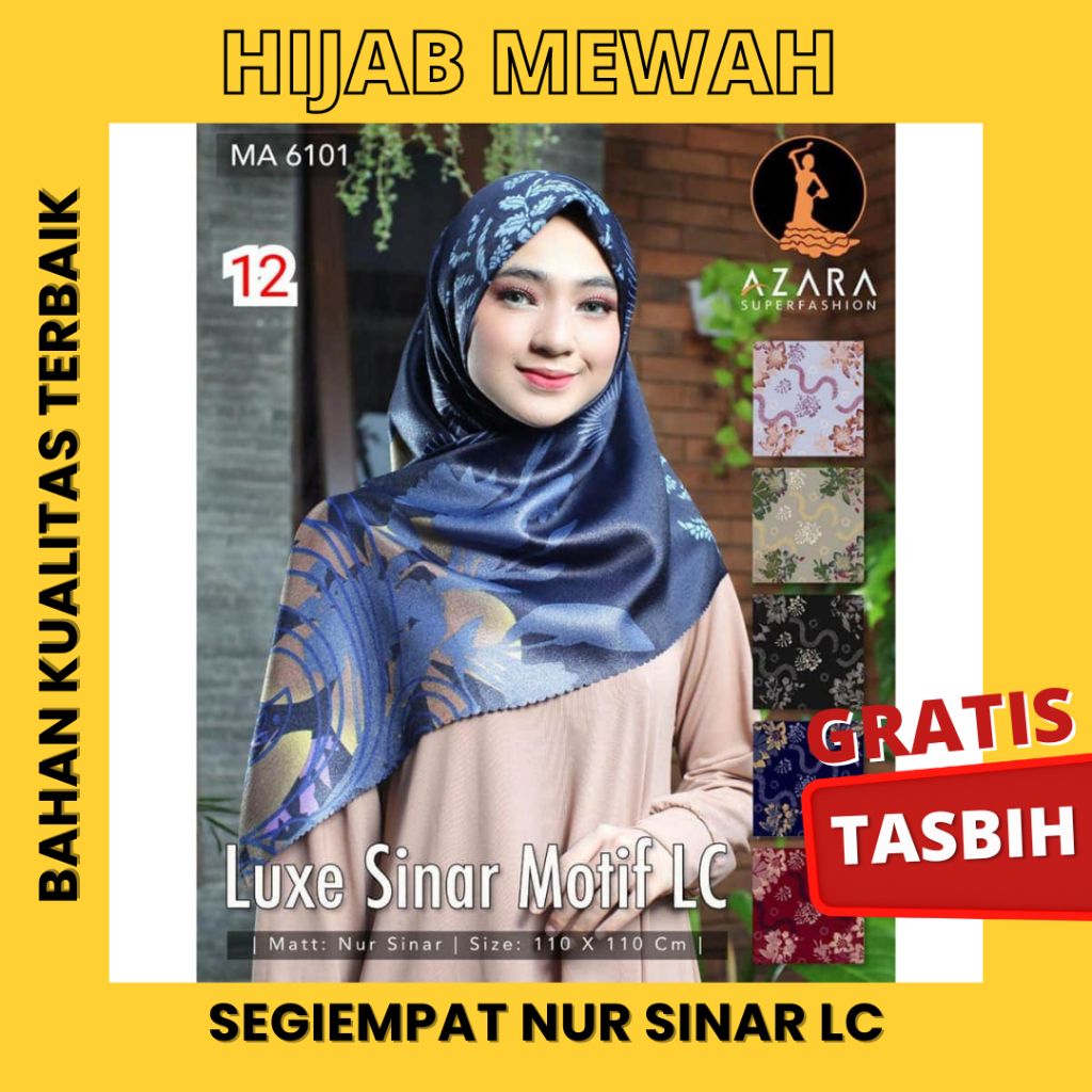 Jual Hijab Segiempat Nur Sinar Motif Ori Azara Laser Cut Square Glowing ...