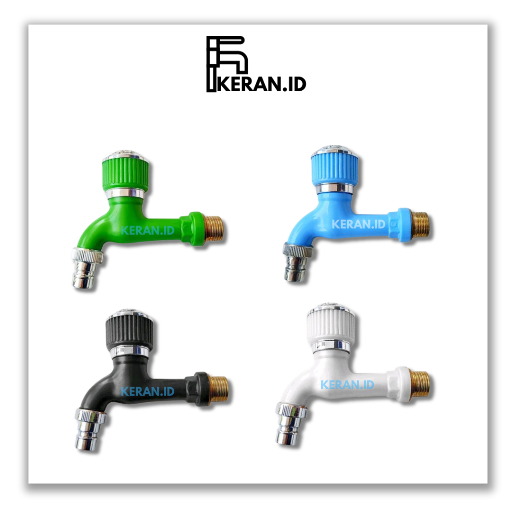 Jual [KERAN.ID] Kran Air Plastik Keran Kamar Mandi Tembok Mahkota 1/2 ...