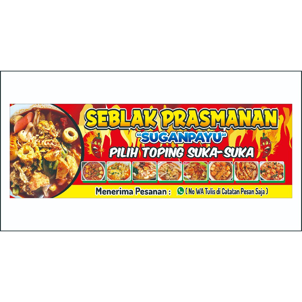 Jual Spanduk Seblak Prasmanan/Warung Seblak ukuran 3x1 meter | Shopee ...