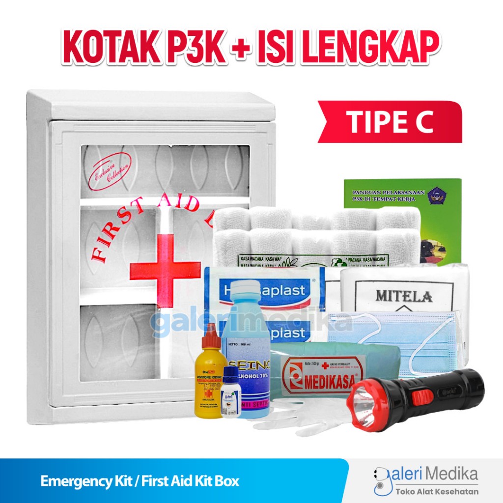Jual Kotak P3K Tipe C + Lengkap Dengan Isi Pertolongan Pertama Pada Kecelakaan | Shopee Indonesia