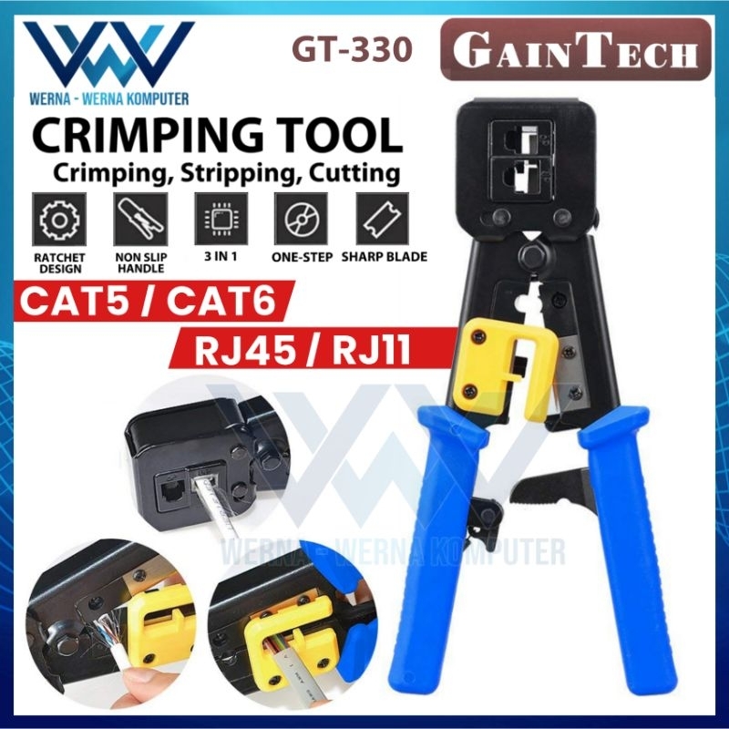 Jual Tang Crimping tool Kabel LAN CAT5 CAT6 RJ11 RJ45 Network GAINTECH ...