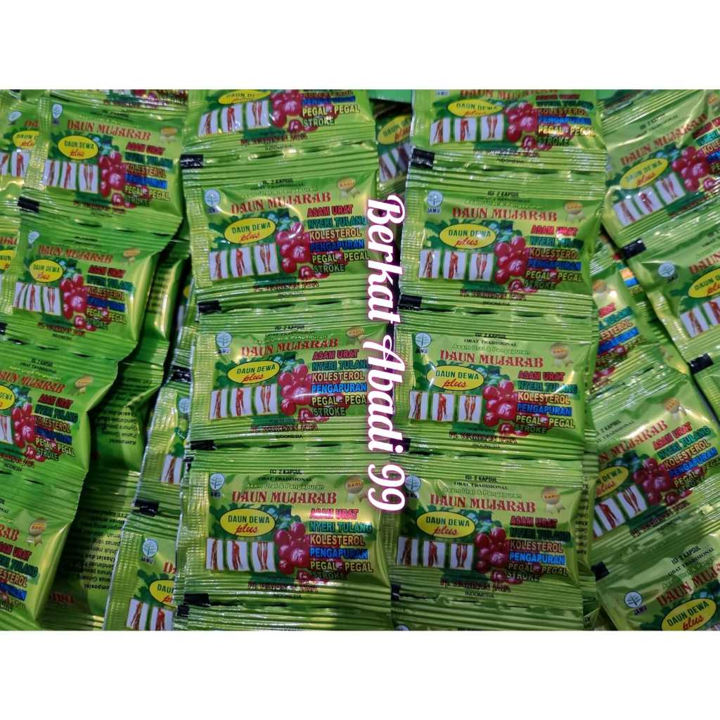 Jual Daun Mujarab Kapsul 10 Sachet @ 2 Kapsul Asam Urat Pegal Pegal ...