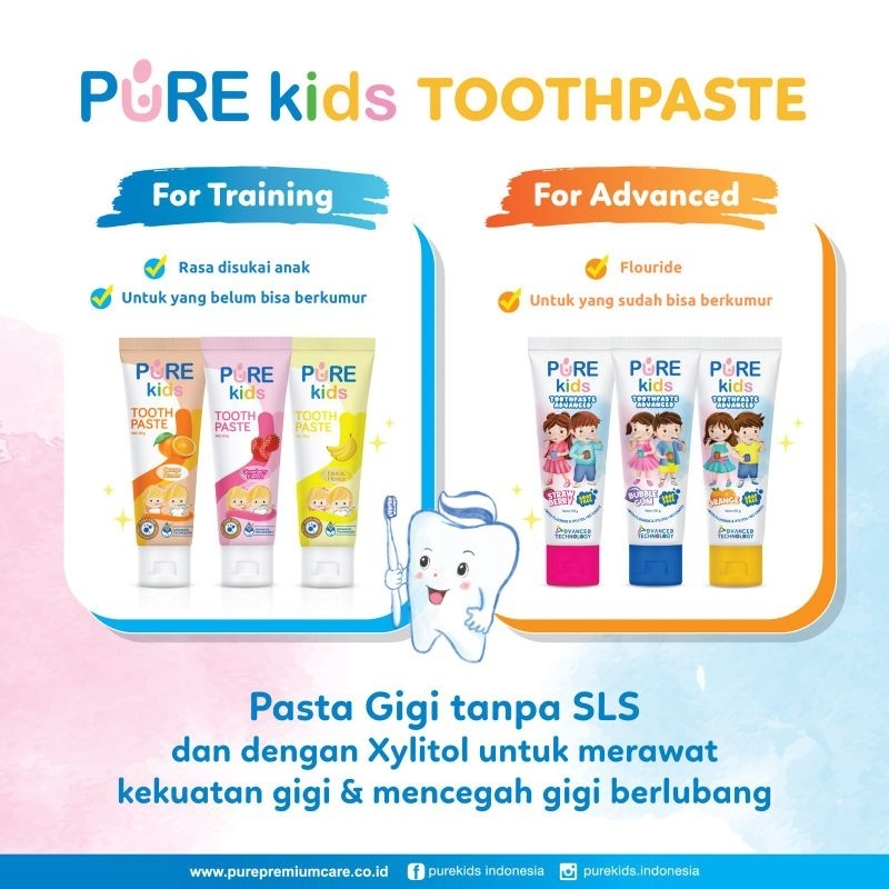 Jual Pure Kids TOOTHPASTE Odol Anak dan Advance 50gr pasta gigi ...