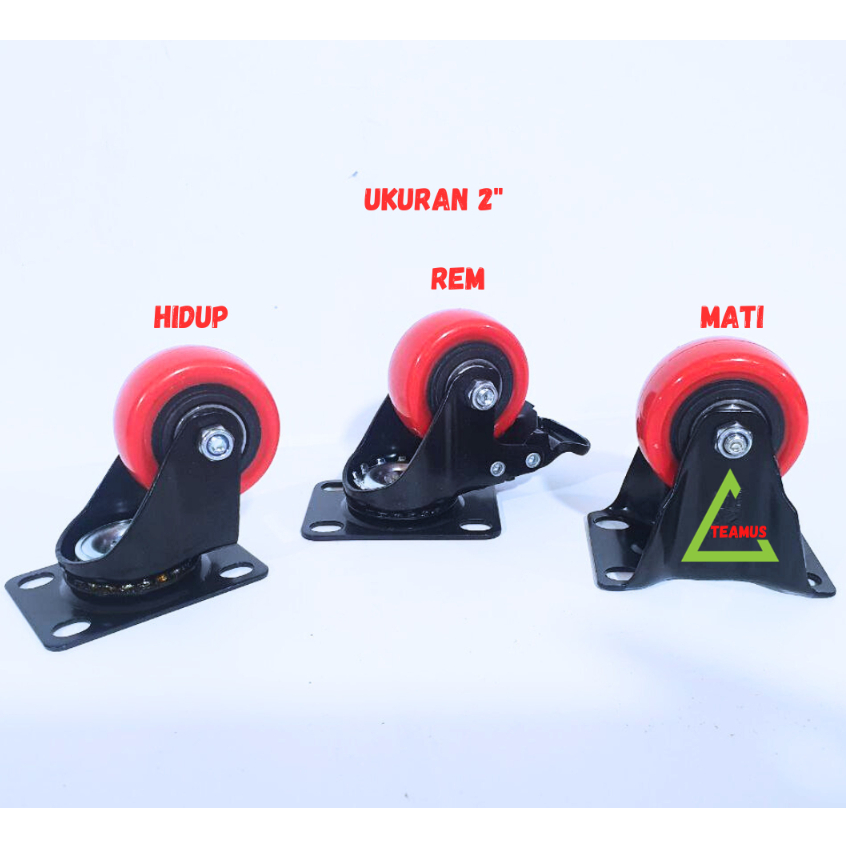 Jual RODA TROLI 2" TROLLEY RODA PVC MERAH 2 INCI TIPE HIDUP - MATI ...