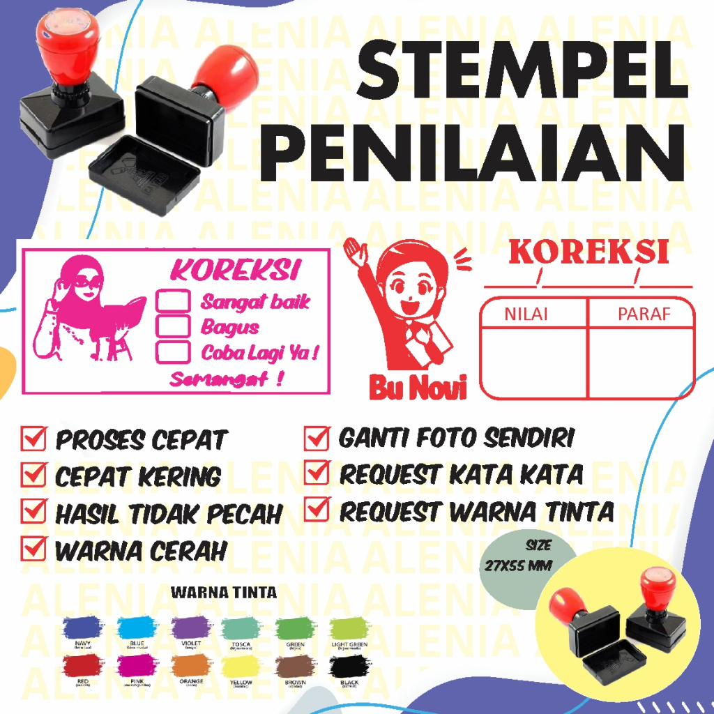 Jual Stempel Nilai Guru / Stempel Penilaian / Koreksi / Checked ...