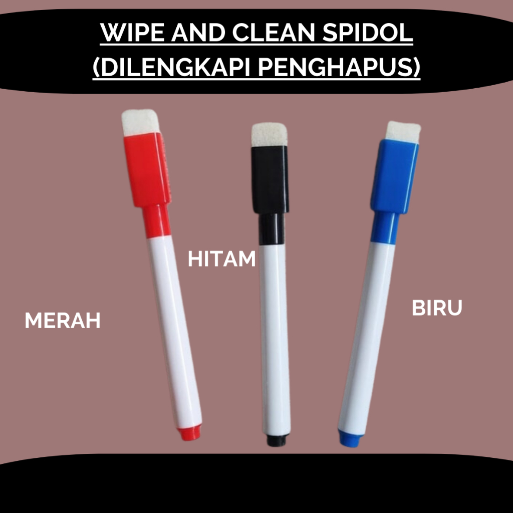 Jual Spidol Wipe and Clean / Spidol Warna Whiteboard dengan Penghapus ...
