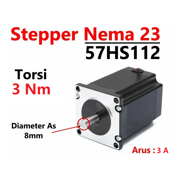 Jual Motor Stepper Nema 23 Nema23 57HS112 3Nm 112mm 3A CNC Robot | Shopee Indonesia