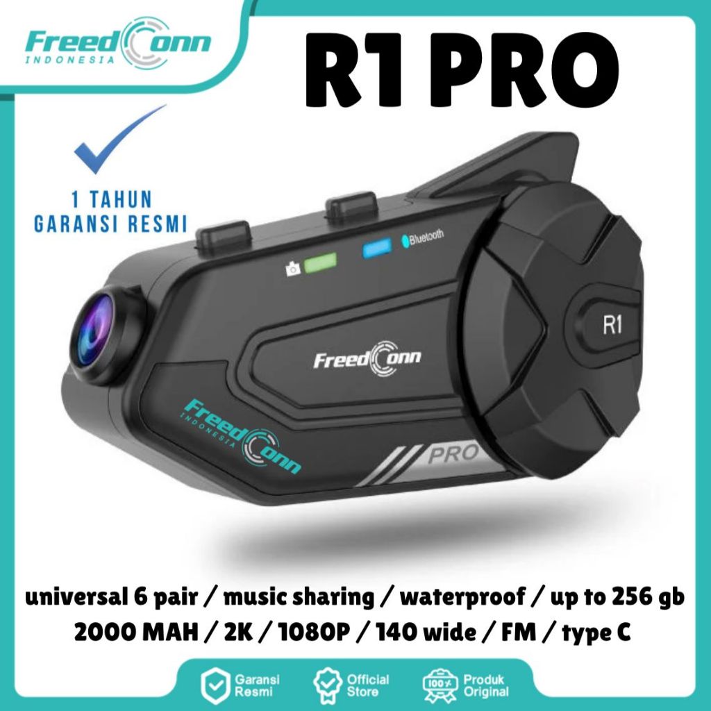 Jual INTERCOM FREEDCONN R1 PRO CAMERA BLUETOOTH HELM HEADSET FREEDCONN ...