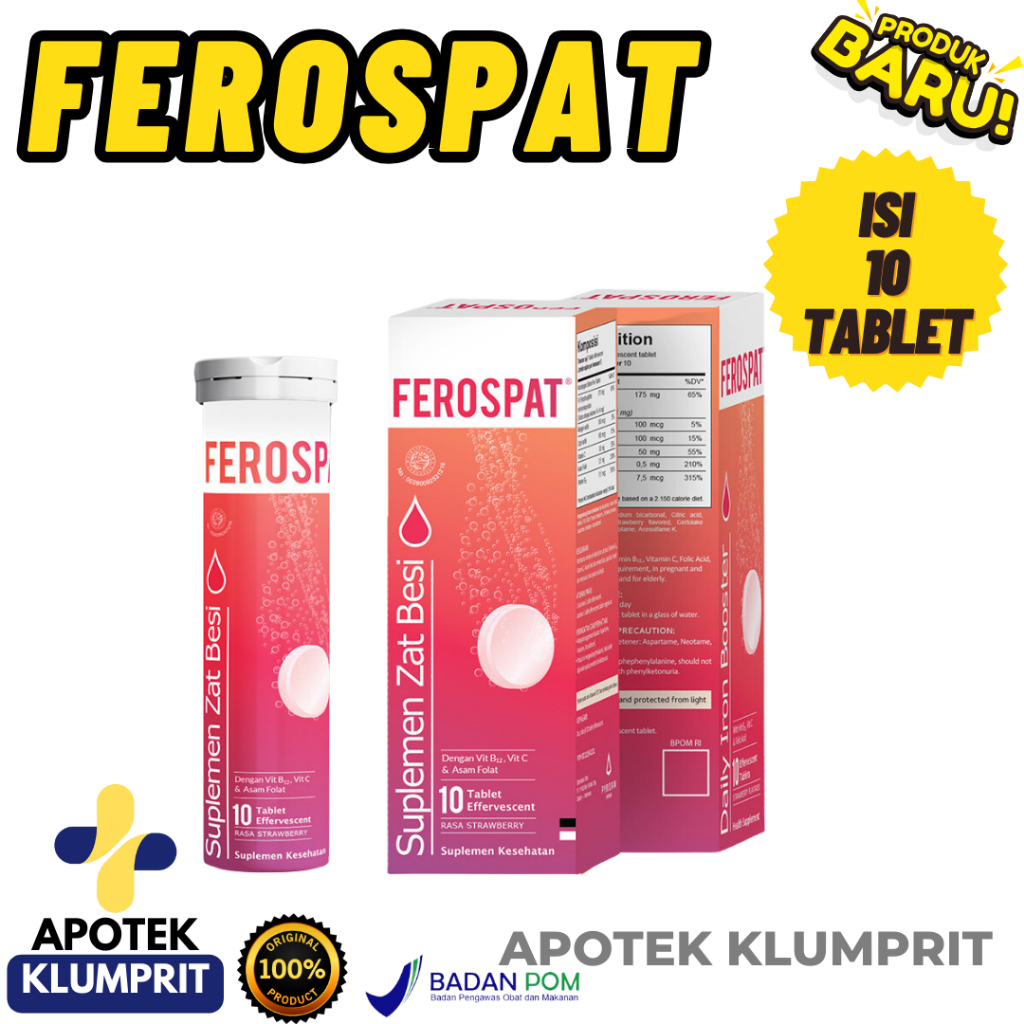 Jual FEROSPAT / ISI 10'S / 10 TABLET / MEMENUHI KEBUTUHAN ZAT BESI ...