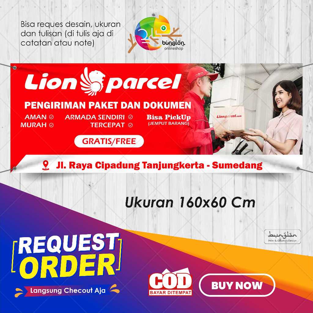 Jual Size 160x60 Spanduk Banner Lion Parcel Custom Murah | Shopee Indonesia