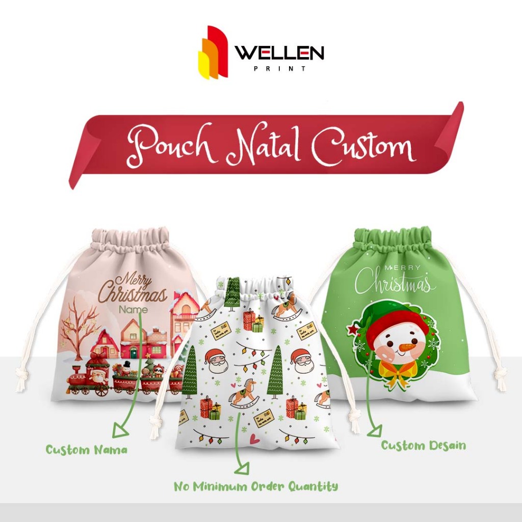 Jual WELLEN PRINT – Cetak Pouch Serut Natal Custom / Print Drawstring ...