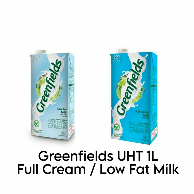 Jual Greenfields Susu Full Cream / Low Fat Milk UHT 1L Gojek | Shopee ...