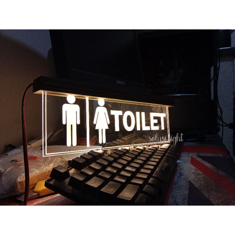Jual Papan Tulisan Lampu Akrilik TOILET | LED SIGN Hiasan Usaha ...