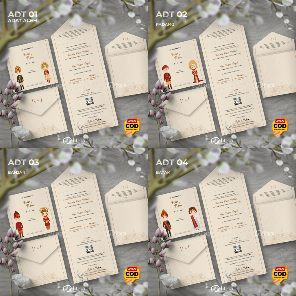 Jual Undangan Pernikahan Nikah Suku Adat Minang Sunda Jawa Bali Batak ...