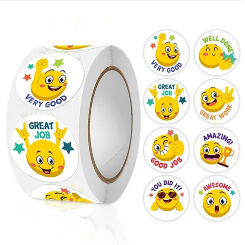Jual 100 Pcs / 500 Pcs - Stiker Emoji Motivasi Anak Reward Sticker ...
