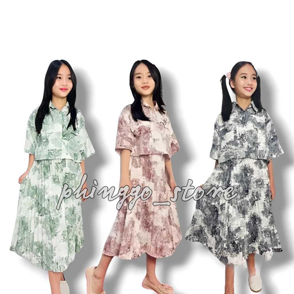 Jual One Set Crop Fuji Anak Perempuan/One Set Plisket Rok Anak | Shopee ...