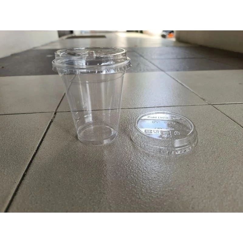 Jual CUP GELAS PET TUTUP STRAWLESS UK 12OZ, 14OZ, 16OZ, 22OZ / CUP PET ...