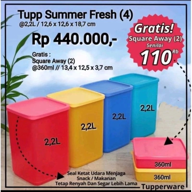 Jual TUPPERWARE - TALL SQUARE + FREE | Shopee Indonesia