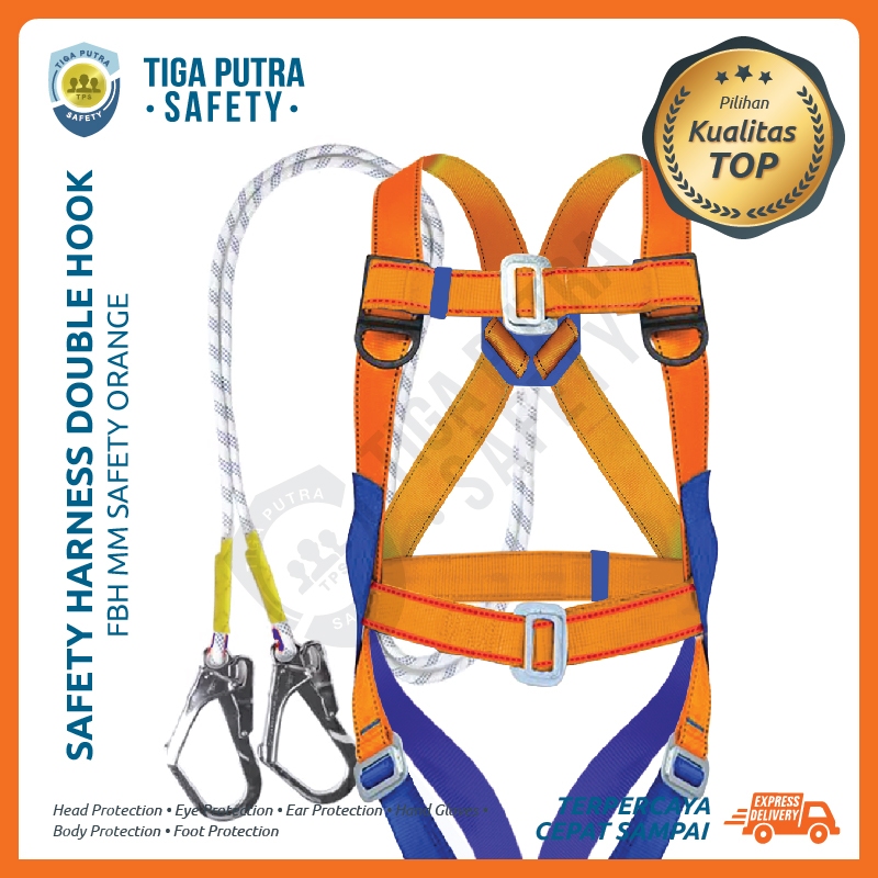 Jual Safety Harness Orange / Full Body Lanyard Double Big Hook MM ...