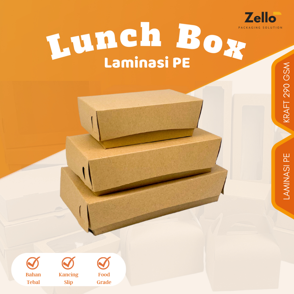 Jual Lunch Box Kotak Makan Kraft Coklat Kemasan Nasi Rice Box S M L ...